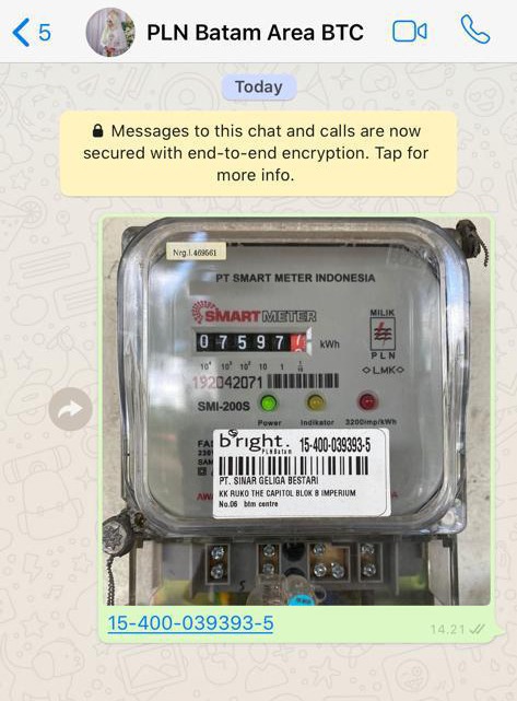 Cegah Corona, b'right PLN Batam Berlakukan Foto Angka Stand KWh Meter
